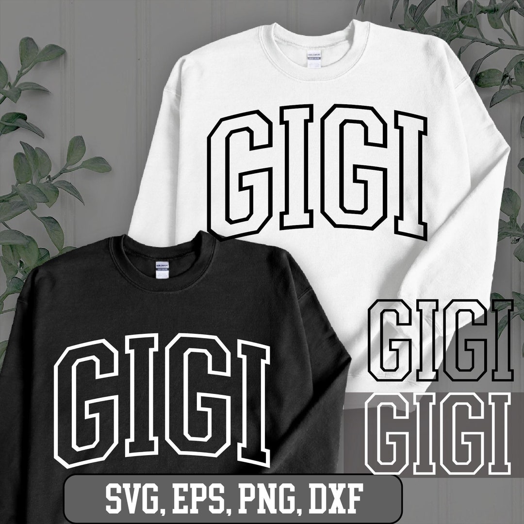 Gigi Varsity Outline Arched SVG, Gigi Png, Gigi Svg, Gigi Svg Png Dxf ...