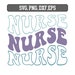 Groovy Blue Retro Nurse Svg, Nurse Wavy Outline Text Svg, Retro Nurse ...