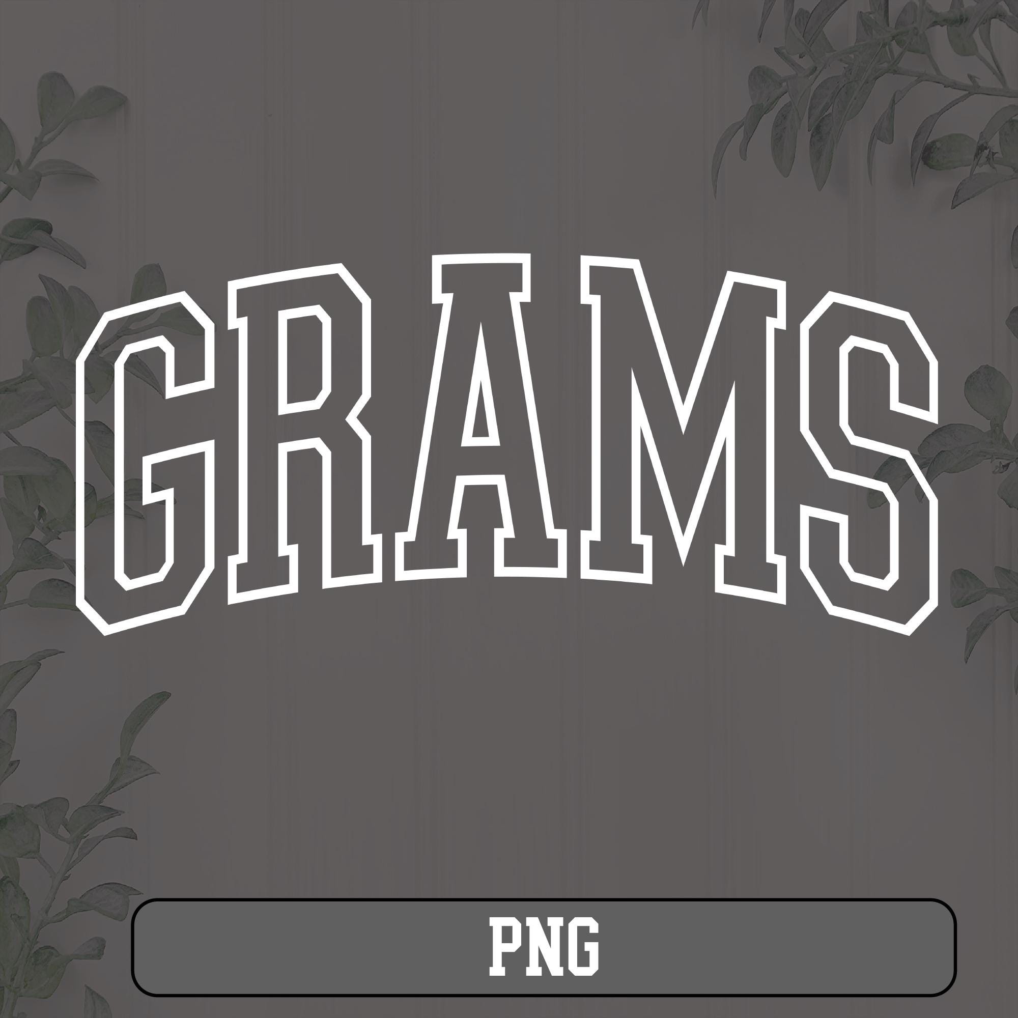 GRAMS Outline SVG Png, Gams Varsity Arched SVG, Grams Png, Grams Svg ...