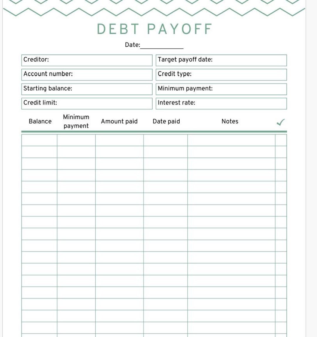 Debit Tracker - Digital Download - Etsy