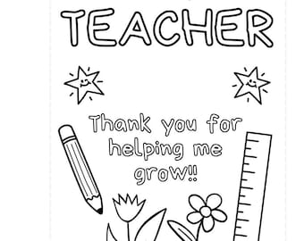 Printable Coloring Page for Teacher Appreciation and Thank You Cards ...