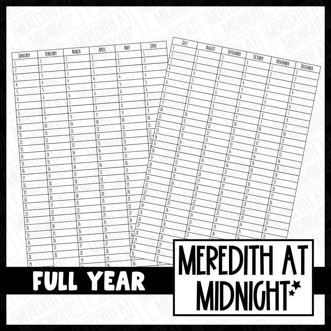 Year at a Glance Tracker - Digital Planner / Printable - Instant ...