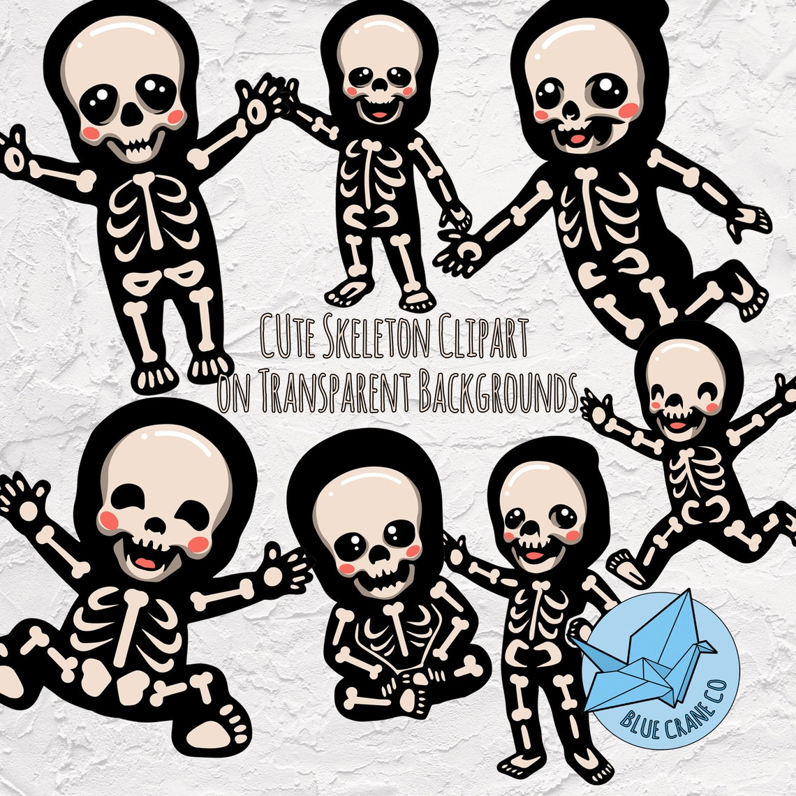 Cute Skeleton Clipart - Halloween PNG - Instant Download - Cute ...