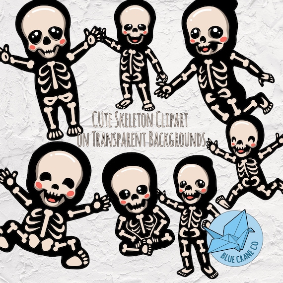 Cute Skeleton Clipart Halloween PNG Instant Download - Etsy