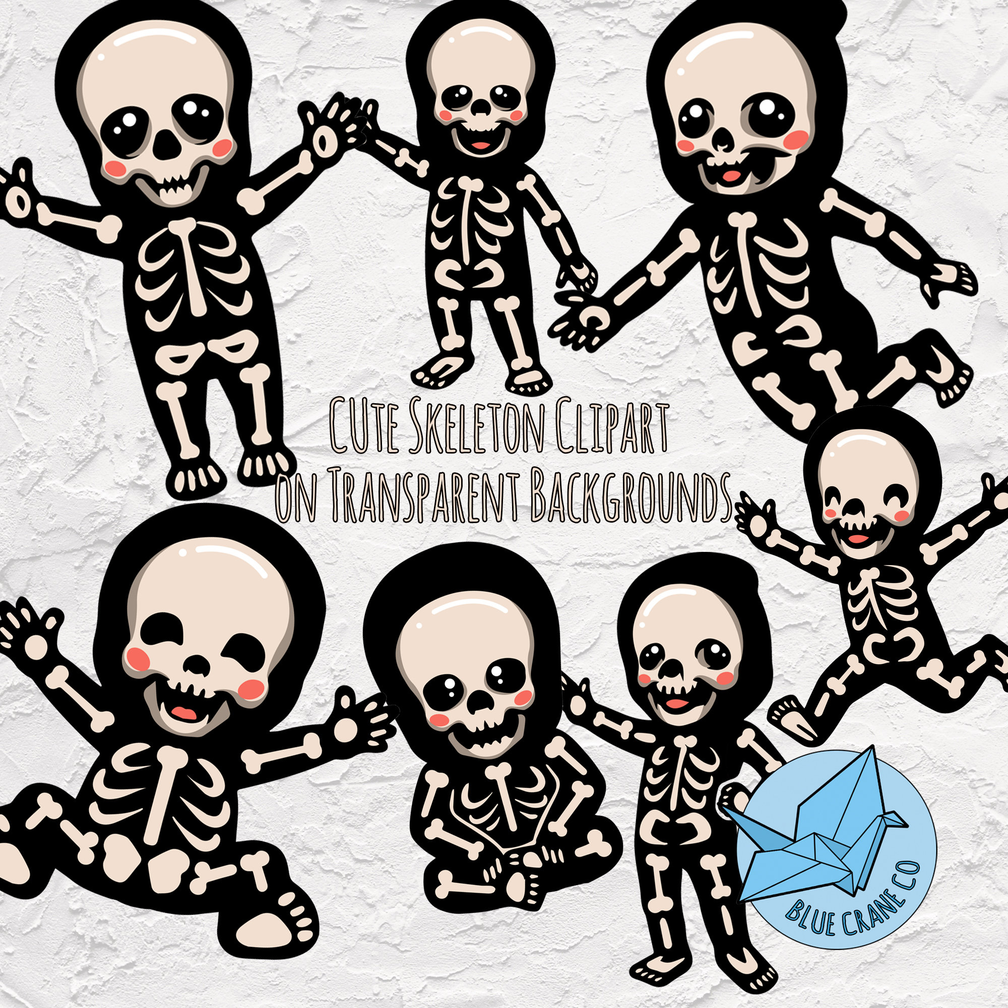 Cute Skeleton Clipart - Halloween PNG - Instant Download - Cute ...