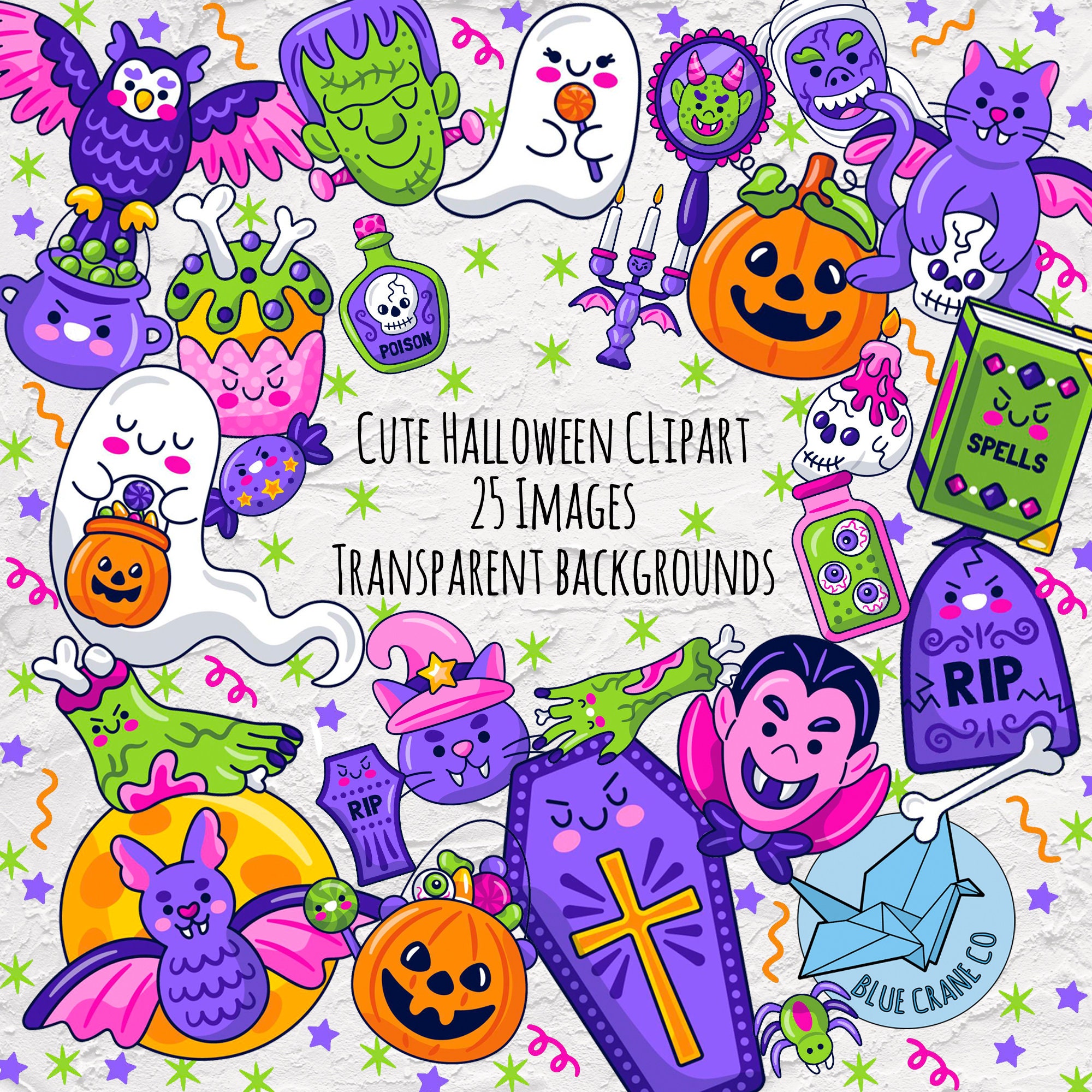 Cute Kawaii Halloween Clipart Instant Download Commercial Use - Etsy