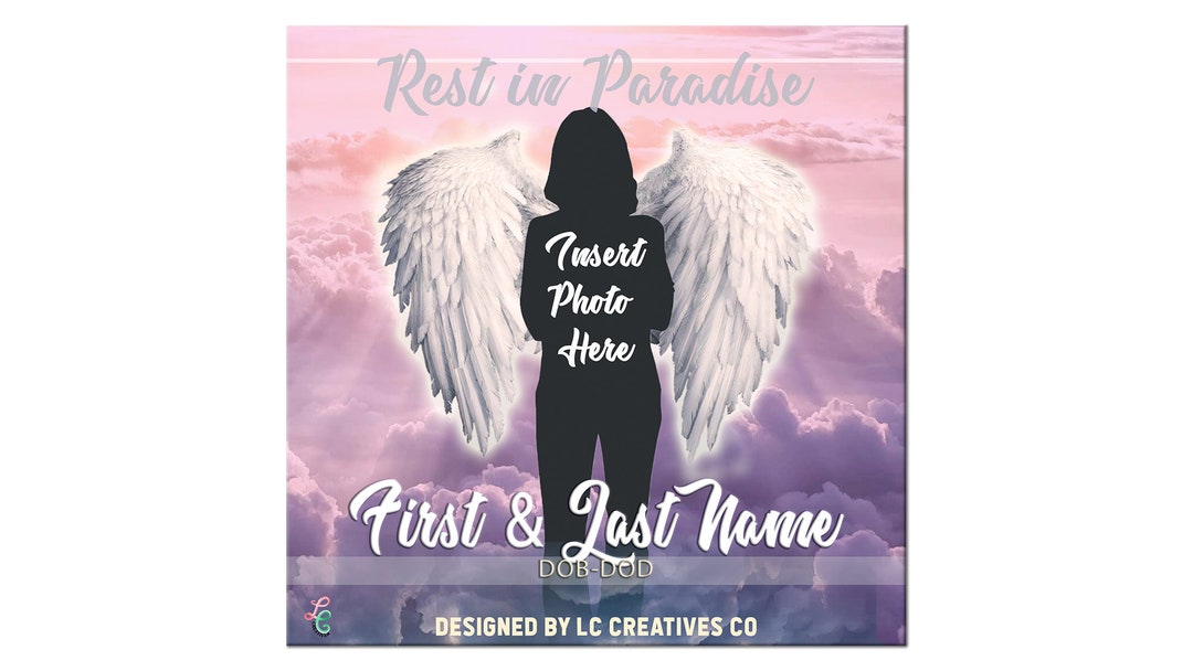 RIP Angel Wings Pink Instagram Template instant Download PNG JPG ...