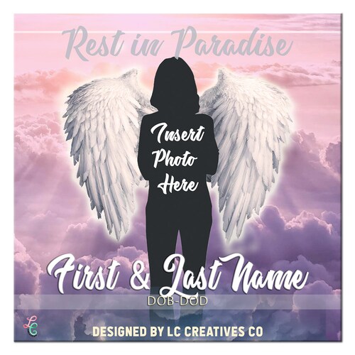 RIP Angel Wings Instagram Template instant Download PNG JPG | Etsy Canada