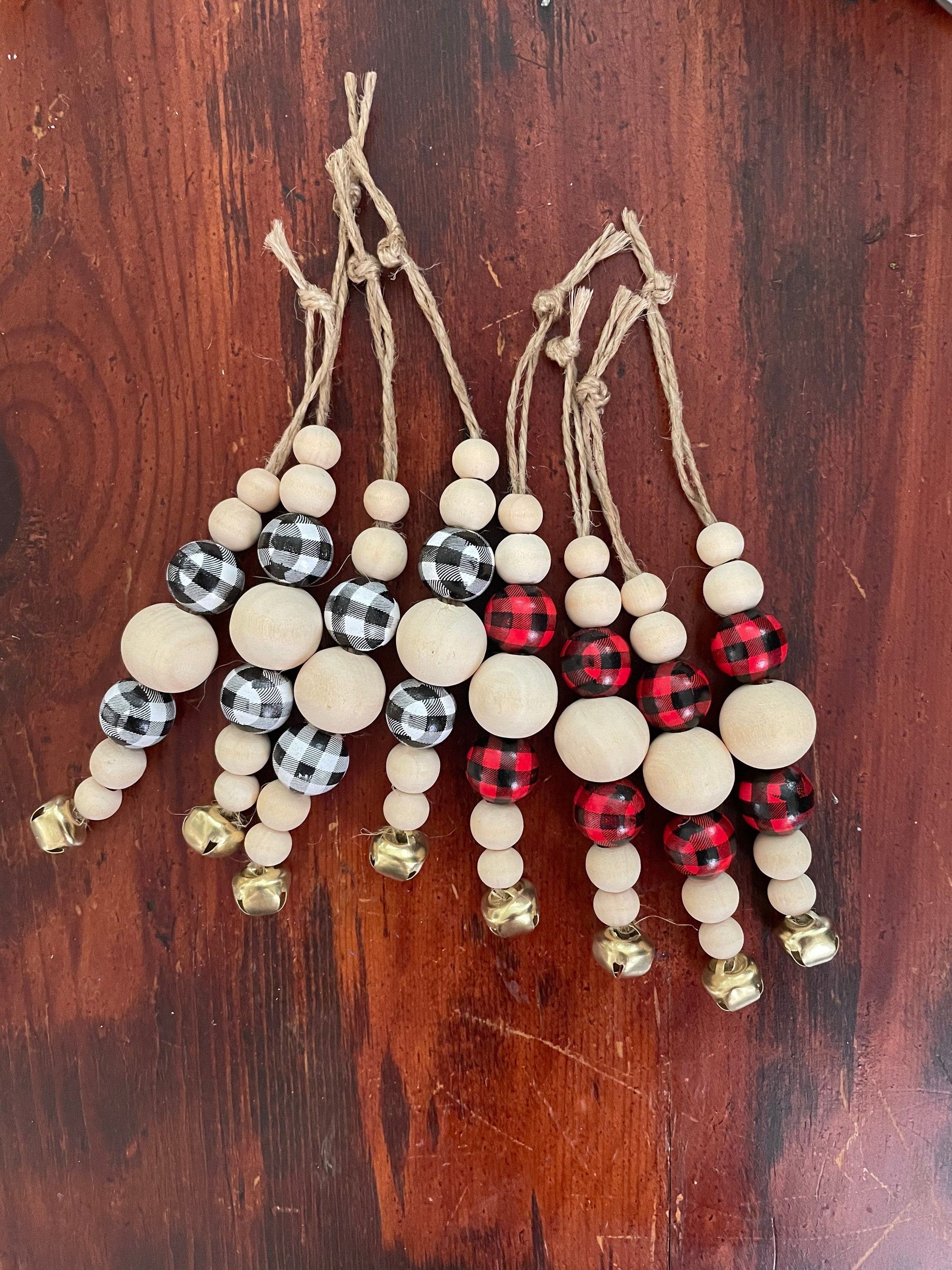 8 Set Handmade Wooden Buffalo Plaid Red White and Black Plaid - Etsy