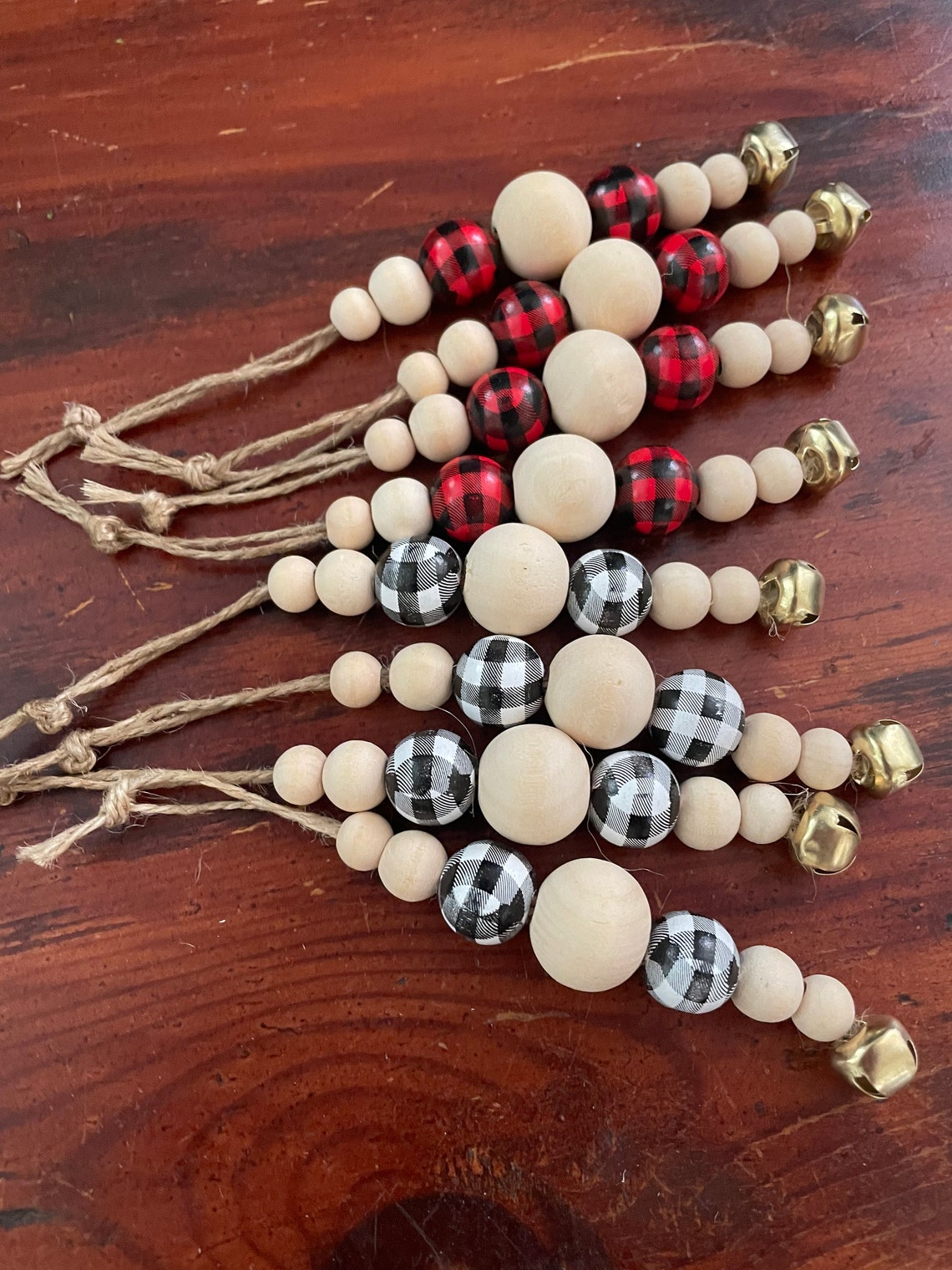 8 Set Handmade Wooden Buffalo Plaid Red White and Black Plaid - Etsy
