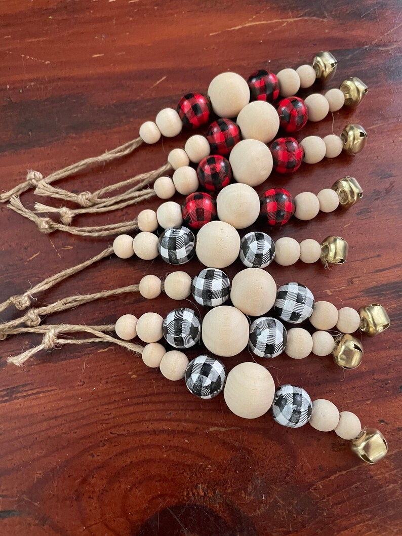 8 Set Handmade Wooden Buffalo Plaid Red White and Black Plaid - Etsy