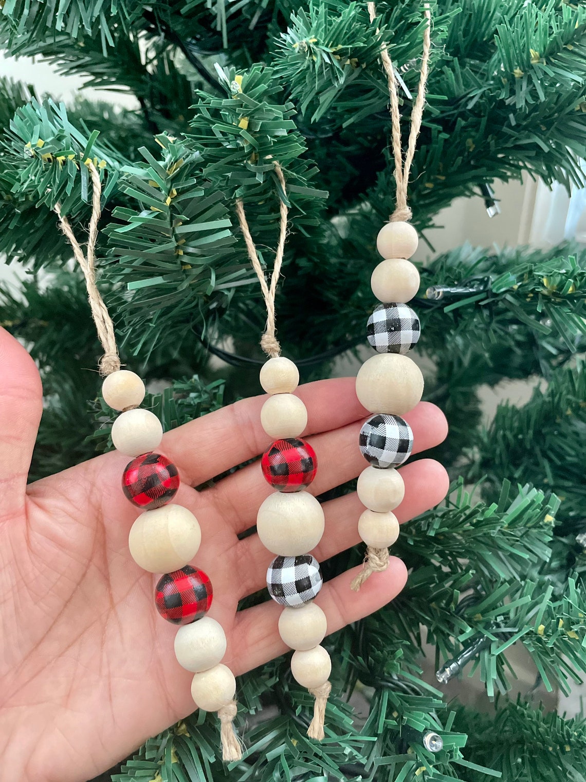 12 Set Handmade Buffalo Plaid Red White and Black Plaid Wooden - Etsy