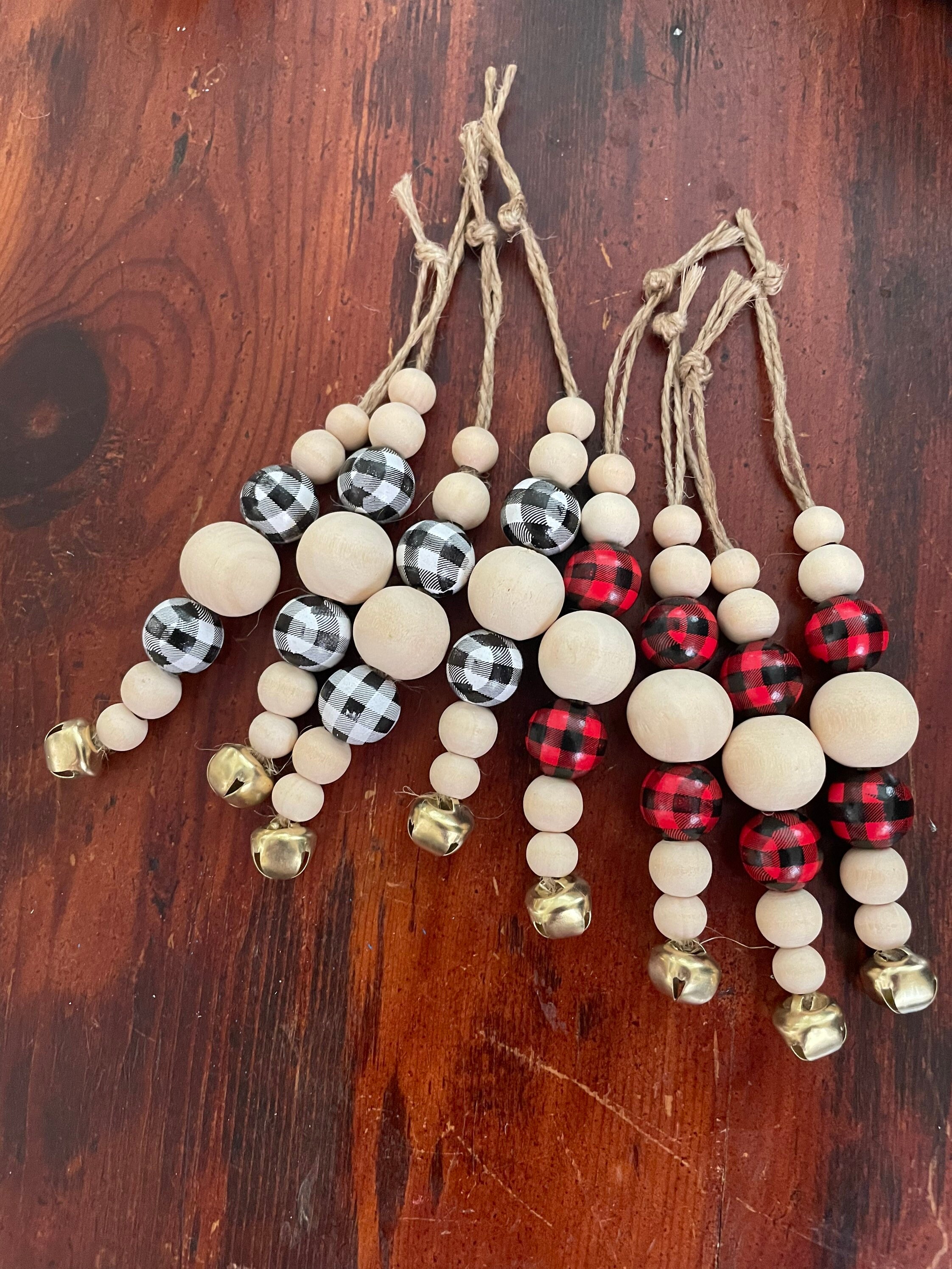 8 Set Handmade Wooden Buffalo Plaid Red White and Black Plaid - Etsy