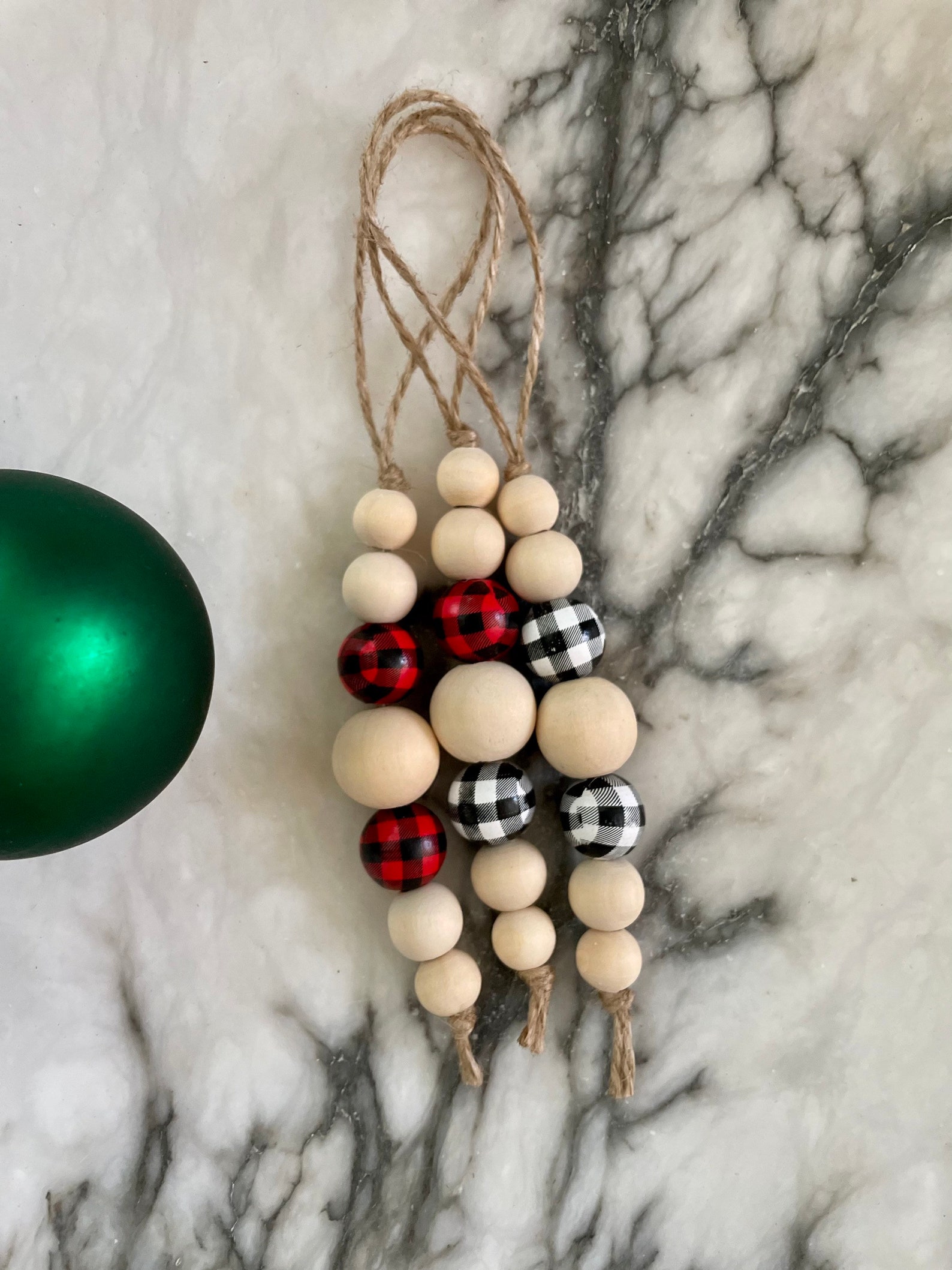 Buffalo Plaid Red White and Black Plaid Wooden Beaded - Etsy
