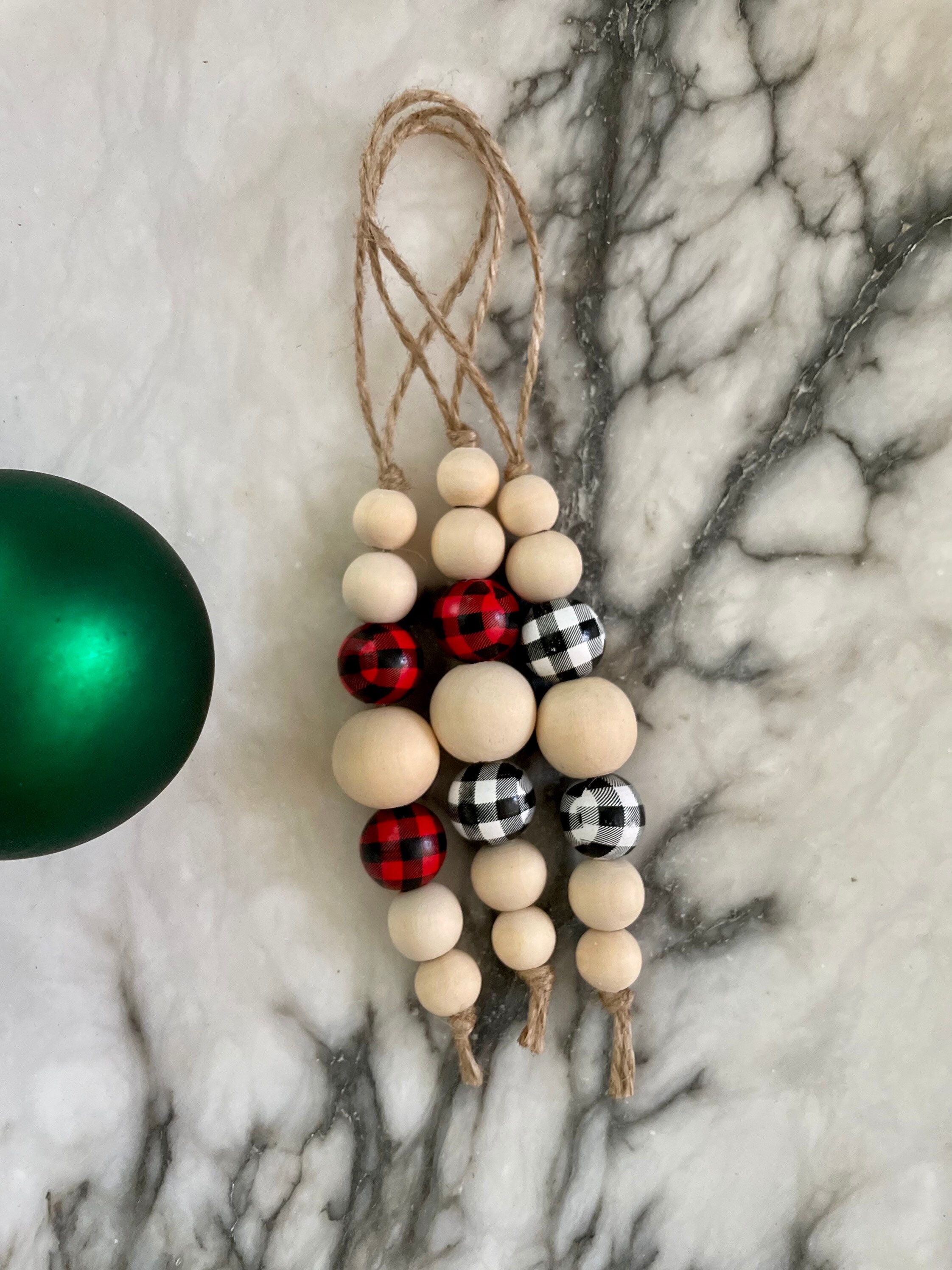 Buffalo Plaid Red White and Black Plaid Wooden Beaded | Etsy