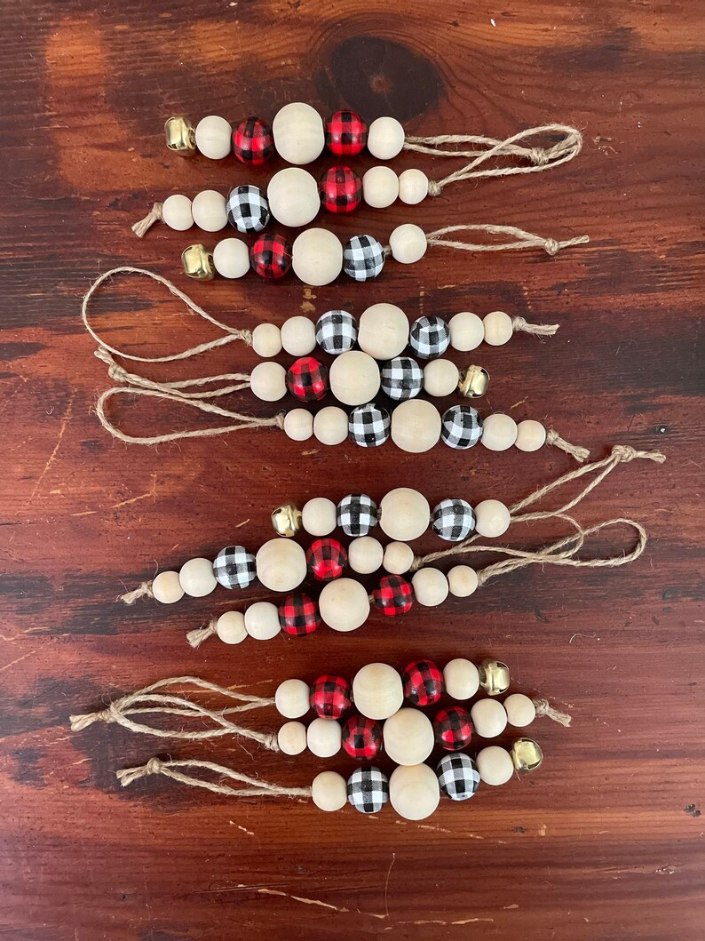 12 Set Handmade Buffalo Plaid Red White and Black Plaid Wooden - Etsy