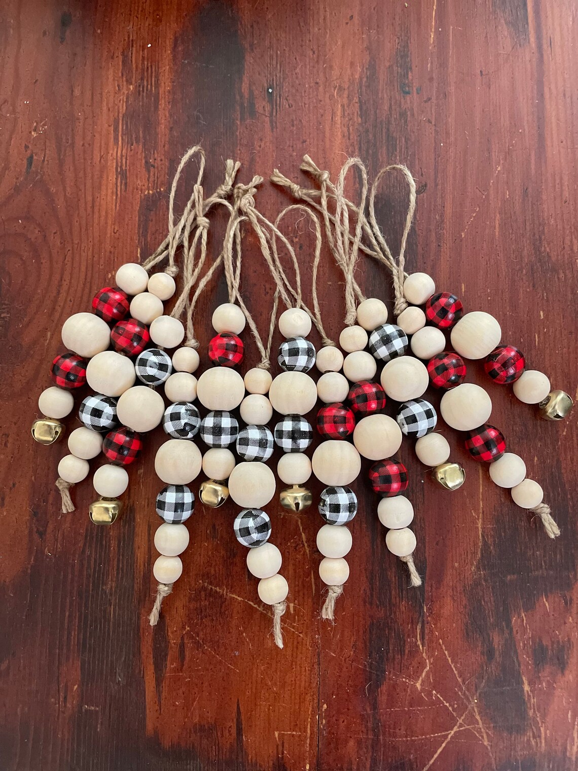 12 Set Handmade Buffalo Plaid Red White and Black Plaid Wooden - Etsy