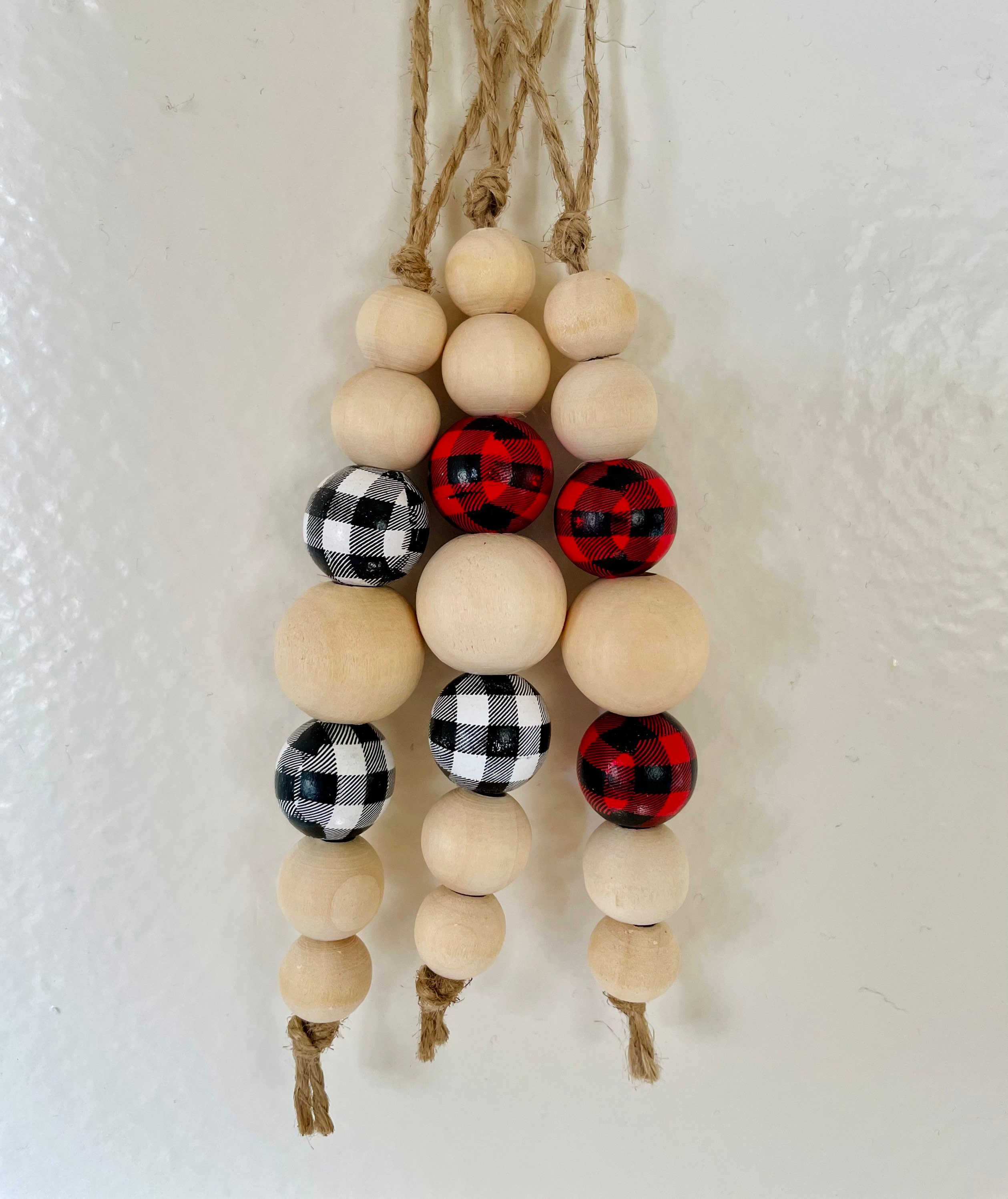 Buffalo Plaid Red White and Black Plaid Wooden Beaded | Etsy