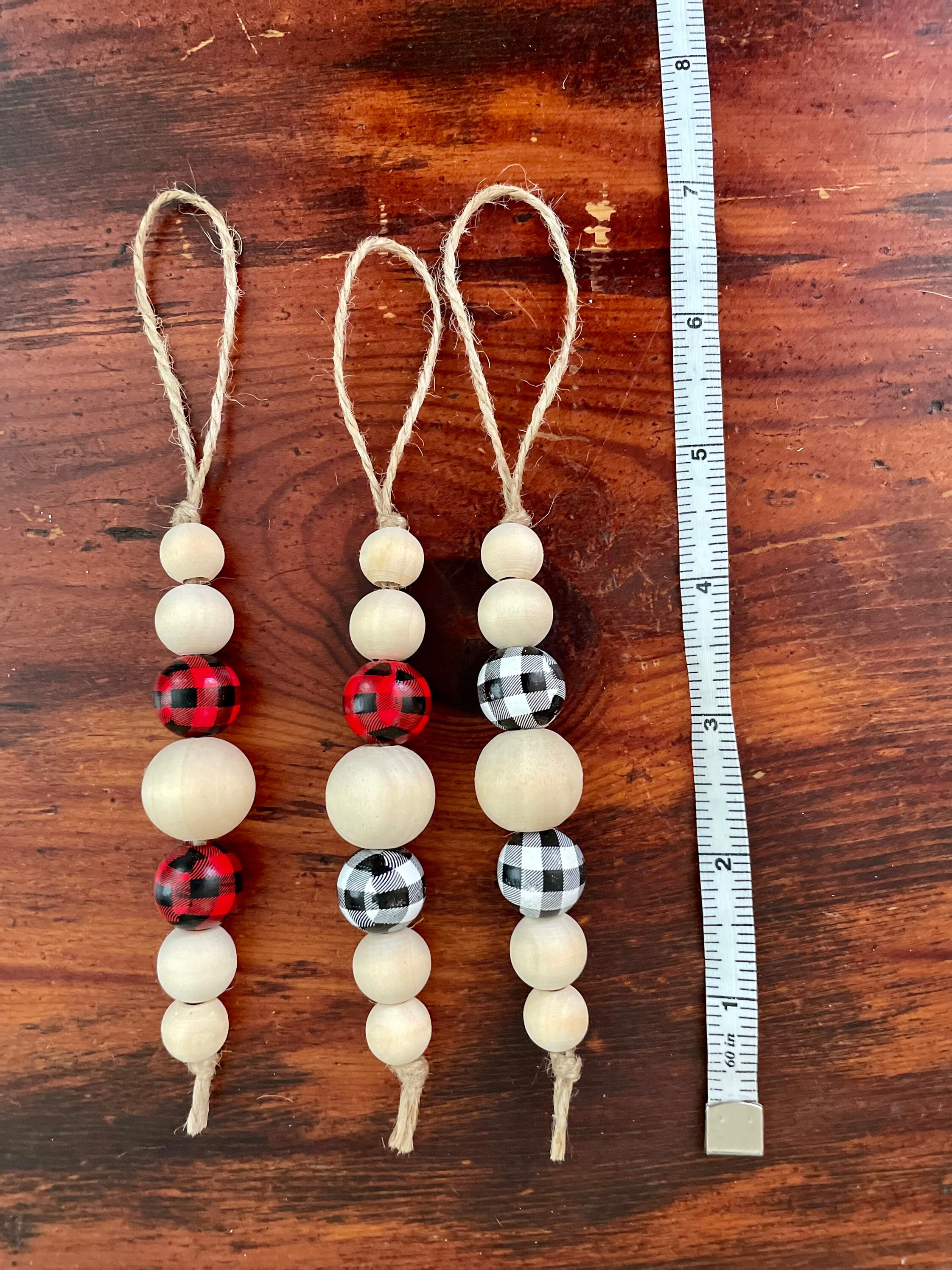 Buffalo Plaid Red White and Black Plaid Wooden Beaded | Etsy