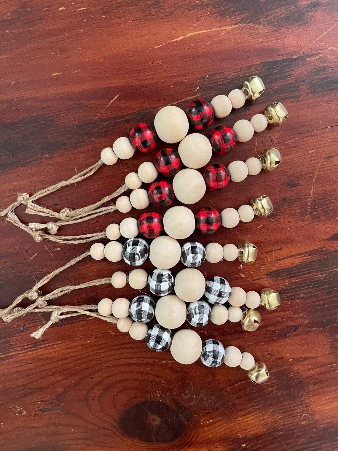 8 Set Handmade Wooden Buffalo Plaid Red White and Black Plaid - Etsy