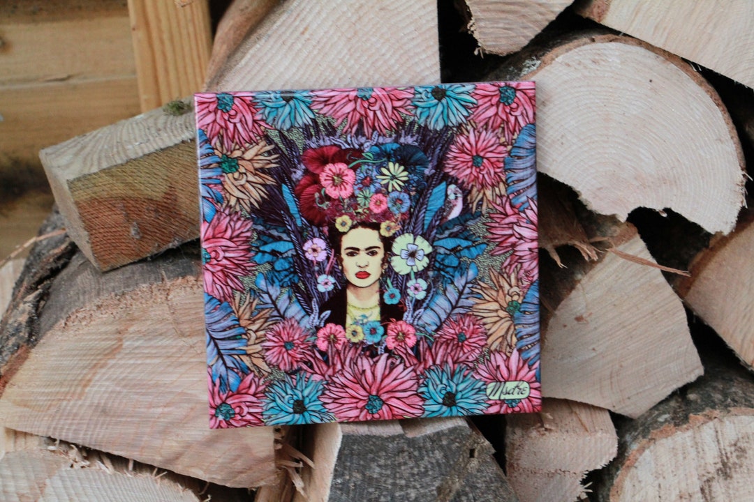 Frida Kahlo Floral Decorative Ceramic Tile Small 10.5 Cms Trivet ...