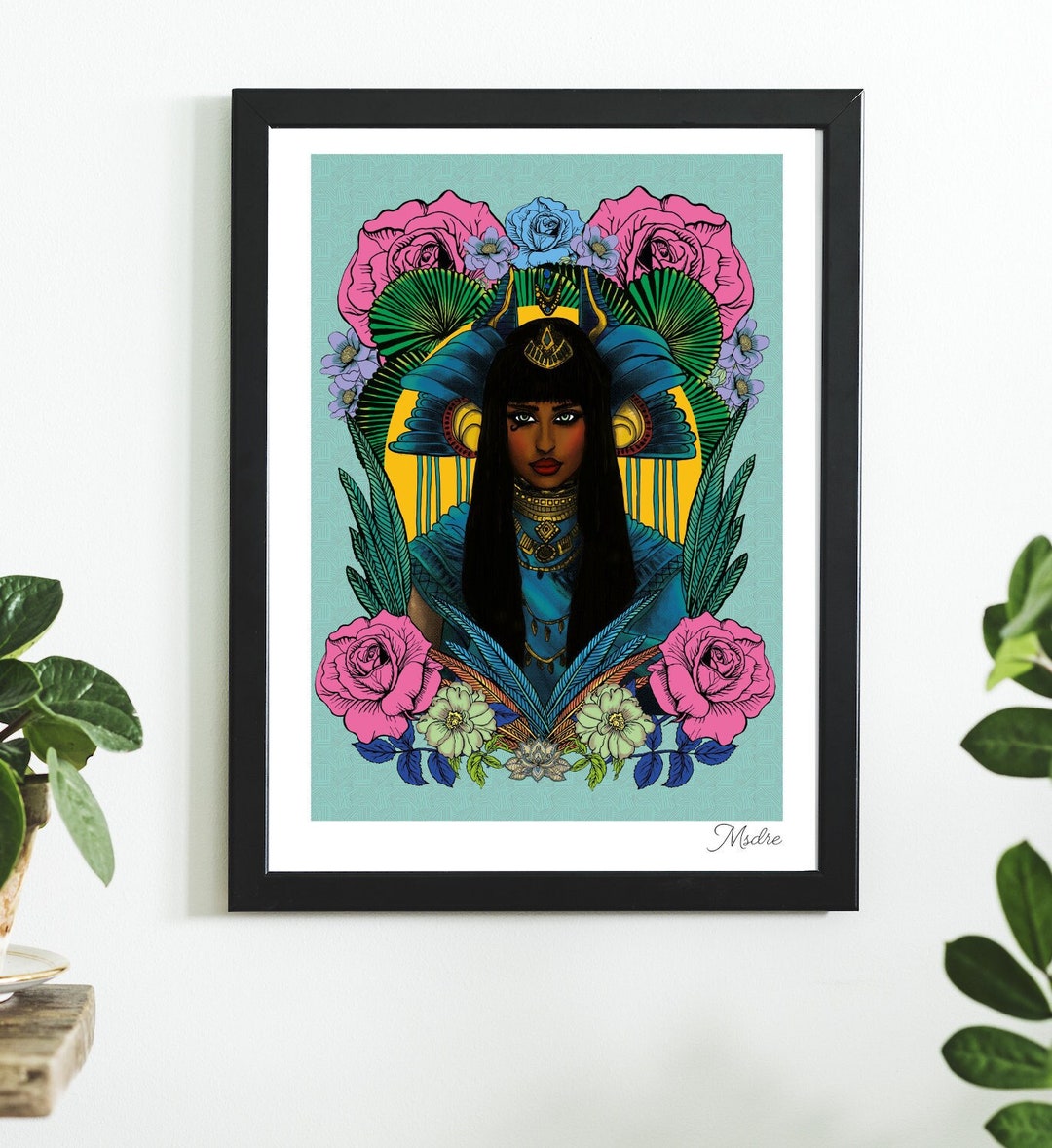 Cleopatra Black Egyptian Queen Goddess Modern Colour Art Poster Print ...