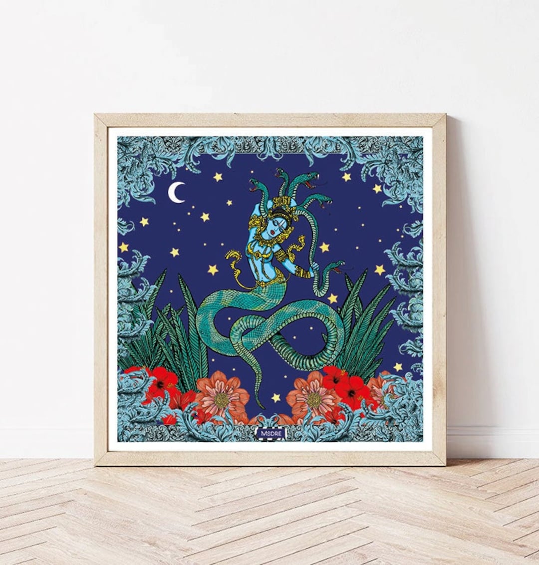 Naga Snake Goddess Hindu Yoga Square Art Print by Msdre - Etsy