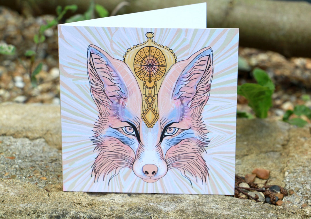 Spirit Animal Pink Light Worker Fox Spiritual Guide Art Msdre Greetings ...