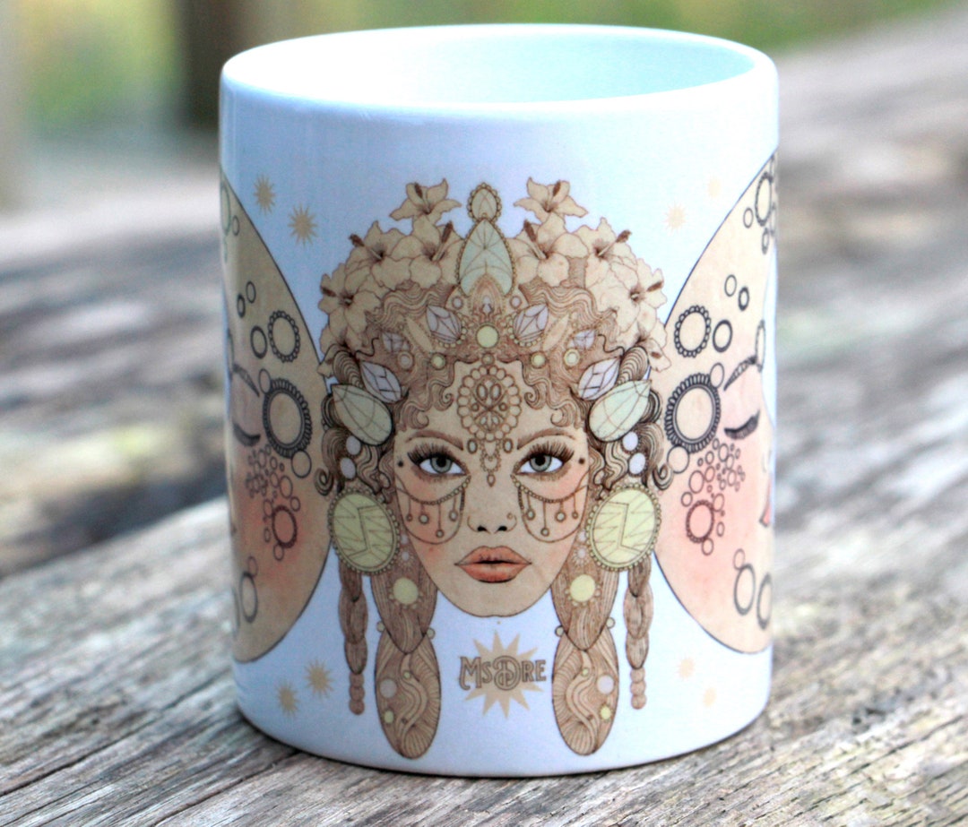 Moon Maiden Cup Tattoo Flash Vintage Ink Spiritual Wise Woman Horoscope ...