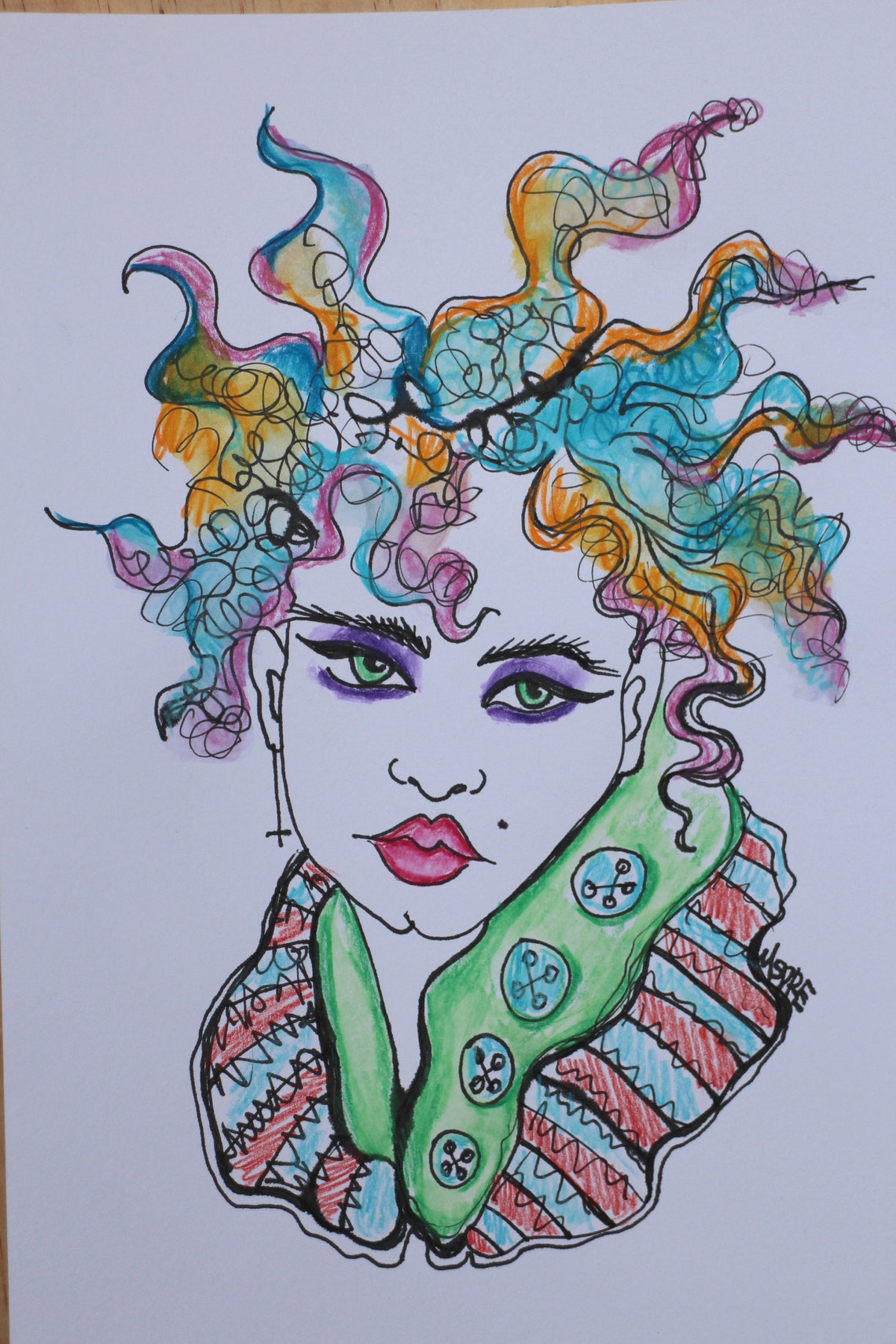 Fashion Original Portrait Painting Watercolour Ink Illustration Trans ...