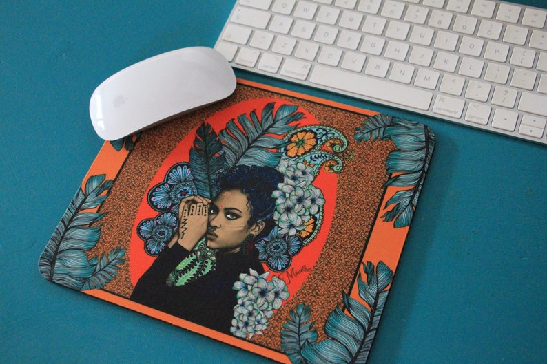 American Girl Black Queen Mouse Pad Home Office Illustrated by | Etsy