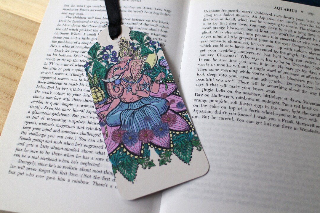 Ganesha Elephant God Indian Artist Bohemian Bookmark / Gift Present Tag ...