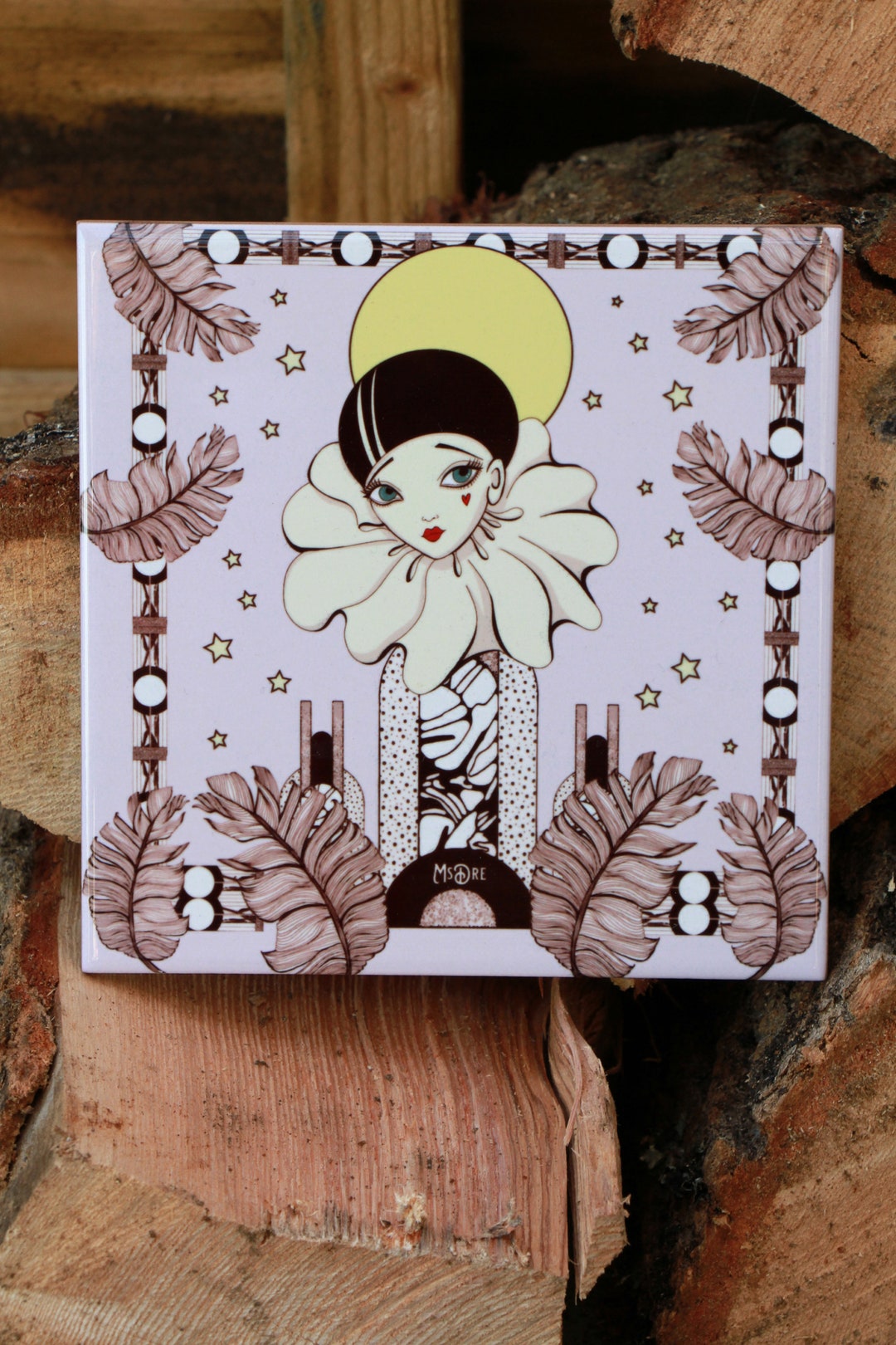 Pierrot Clown Retro Child 80s Ceramic Tile 6'' X 6'' Trivet Coaster by ...