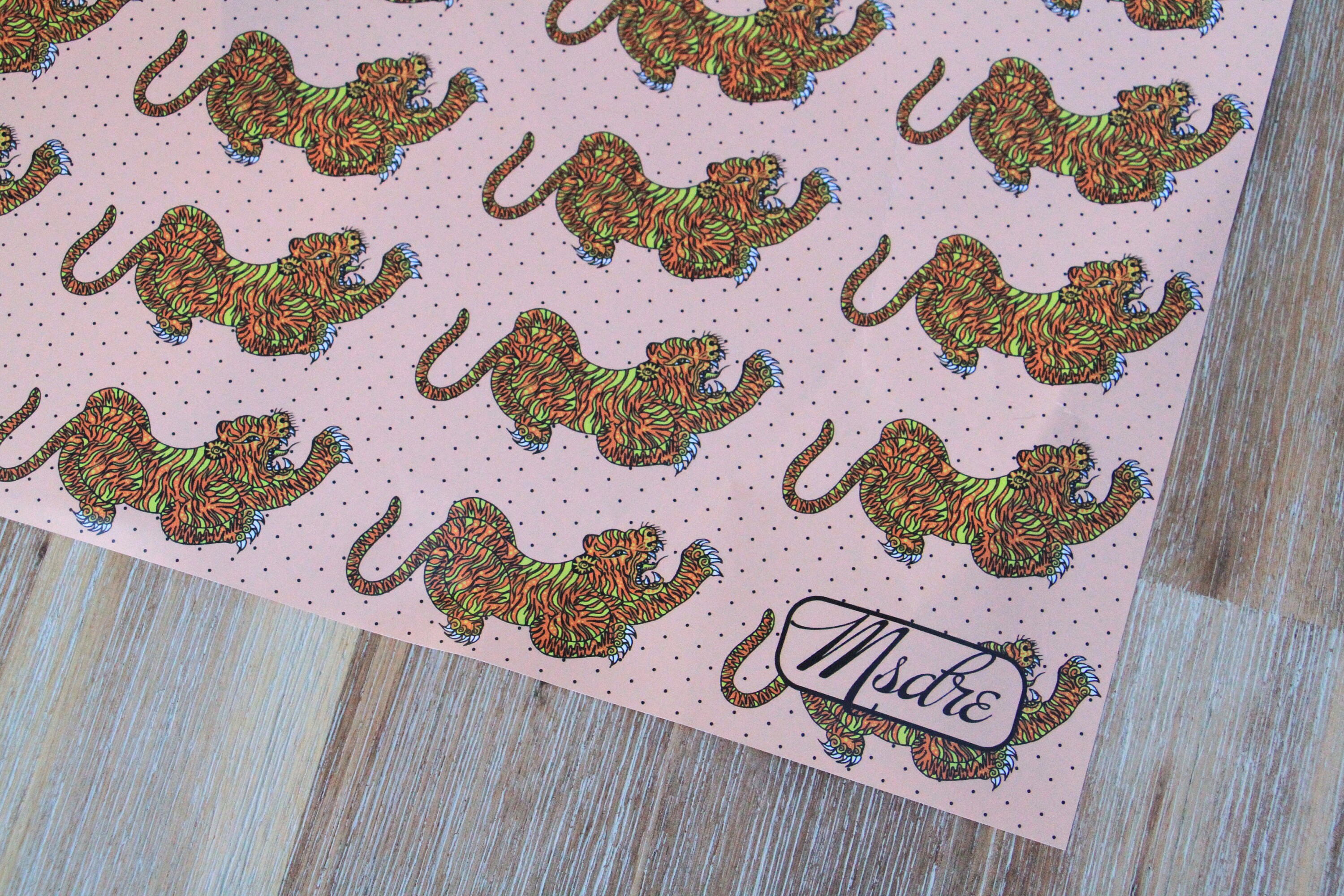 Thai Tiger Spotty Tattoo Flash Art Bohemian Wrapping Paper by | Etsy