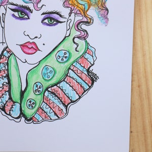 Fashion Original Portrait Painting Watercolour Ink Illustration Trans ...