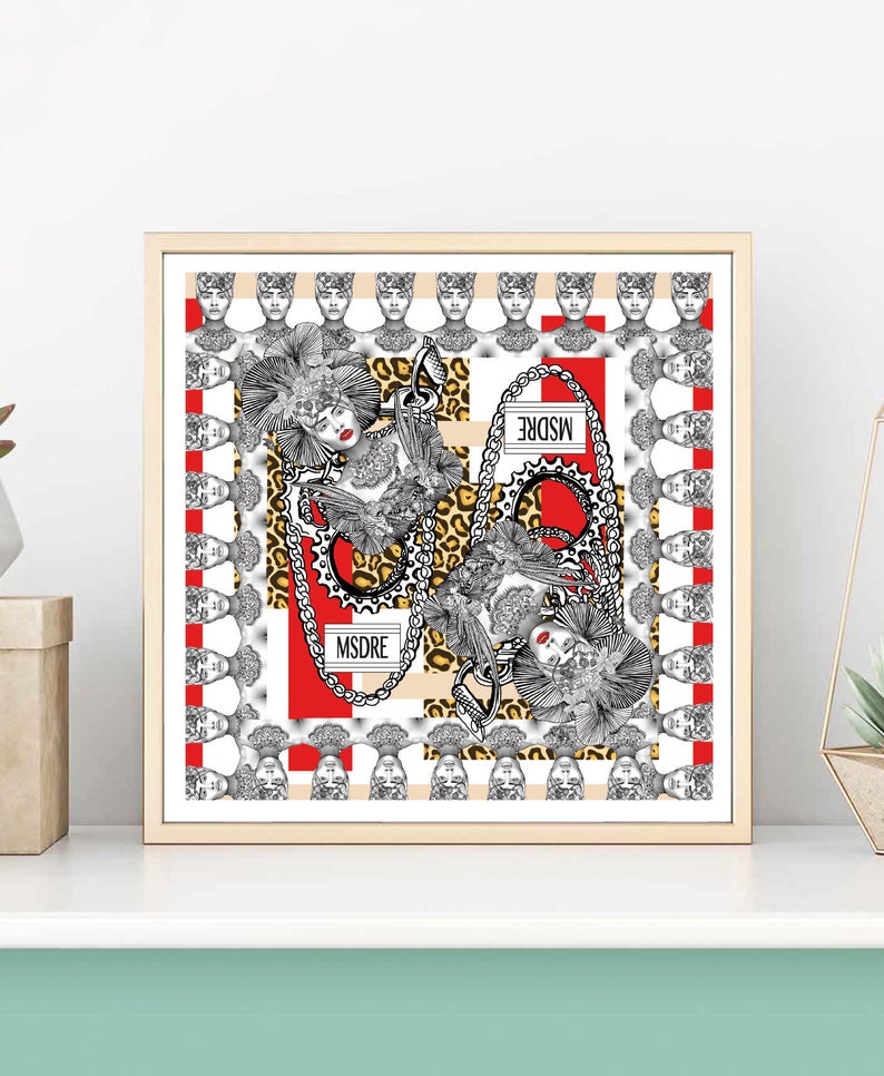 1990s Style Fashion Illustration Square Colour Art Poster - Etsy UK