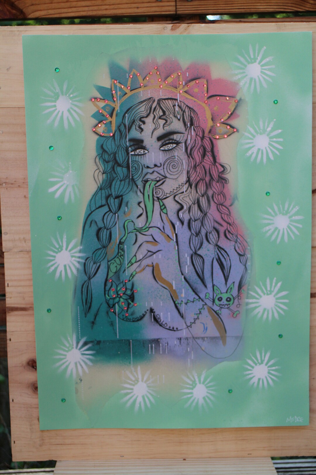 FU Eyes Goddess Original Graffiti Stencil Painting Alternative Pastel ...