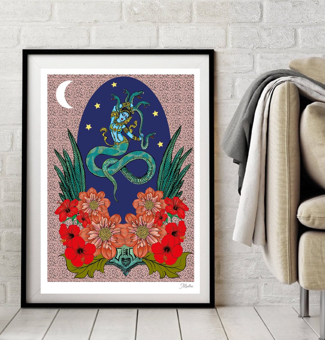 Naga Kanya Suvanamaccha Indian Snake Mermaid Goddess Yoga Colour Art ...