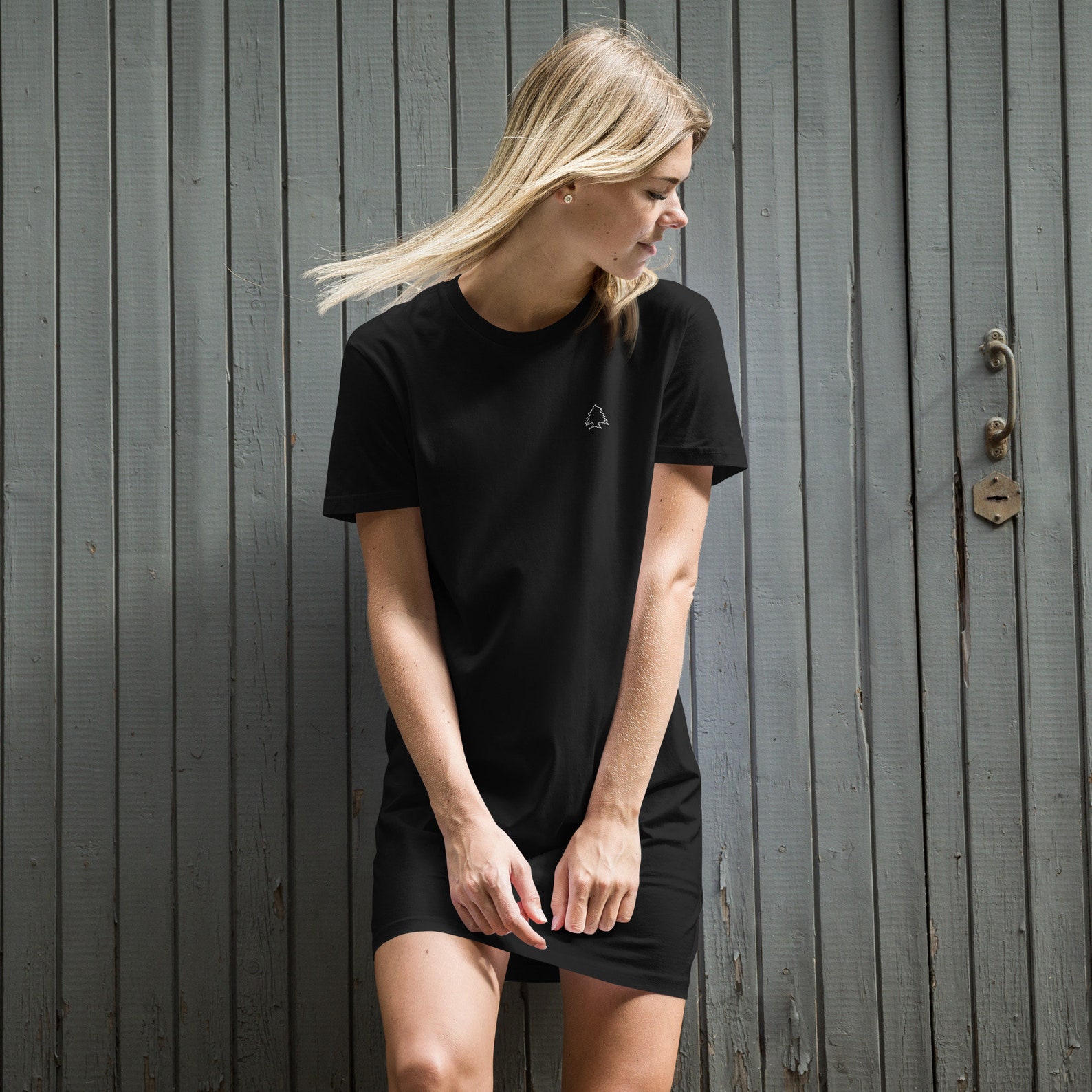 Cedar Tree White Embroidery Logo T-shirt Dress - Etsy