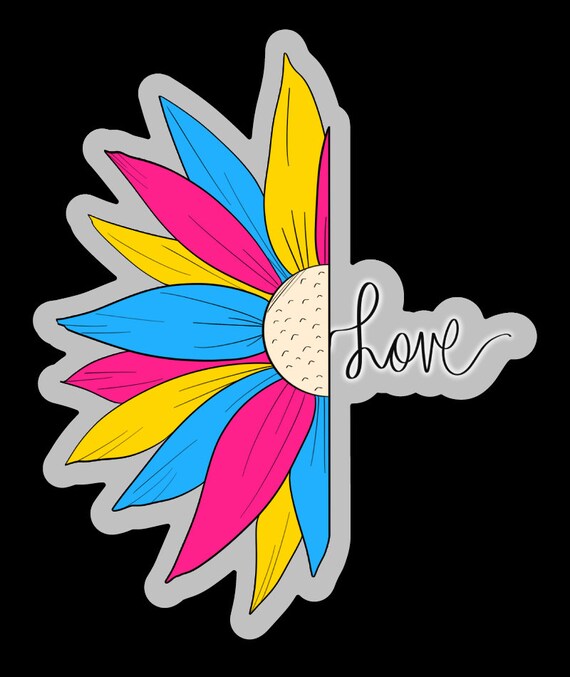 Pansexual Pride Flower Clear Vinyl Sticker | Etsy