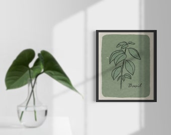 Basil Herb Wall Art, Basil Herb Art, Basil Watercolor, Herb Watercolor ...