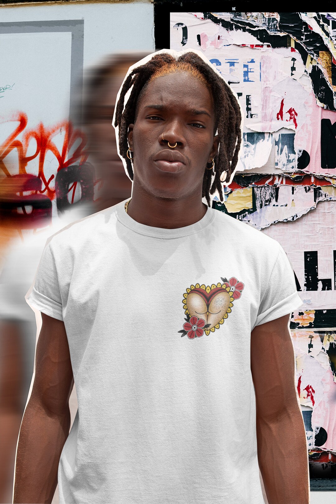 Mens Bum Heart Butt Tattoo Inspired Tee Renegade Etsy