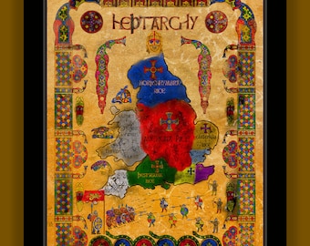Map of Anglo-saxon Britain the Heptarchy - Etsy UK