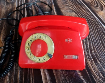 Old Rotary Dial Telephone. Vintage Red Phone. Retro Telephone | Etsy
