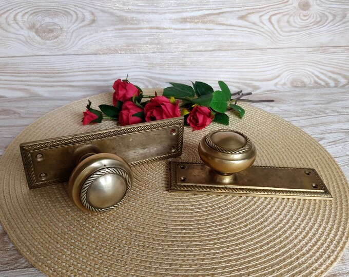 Vintage Brass Door Handles. A Pair of Old Doorknobs. Brass | Etsy