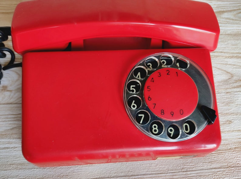 Old Rotary Dial Telephone Vintage Red Phone Retro Telephone Red Desktop ...
