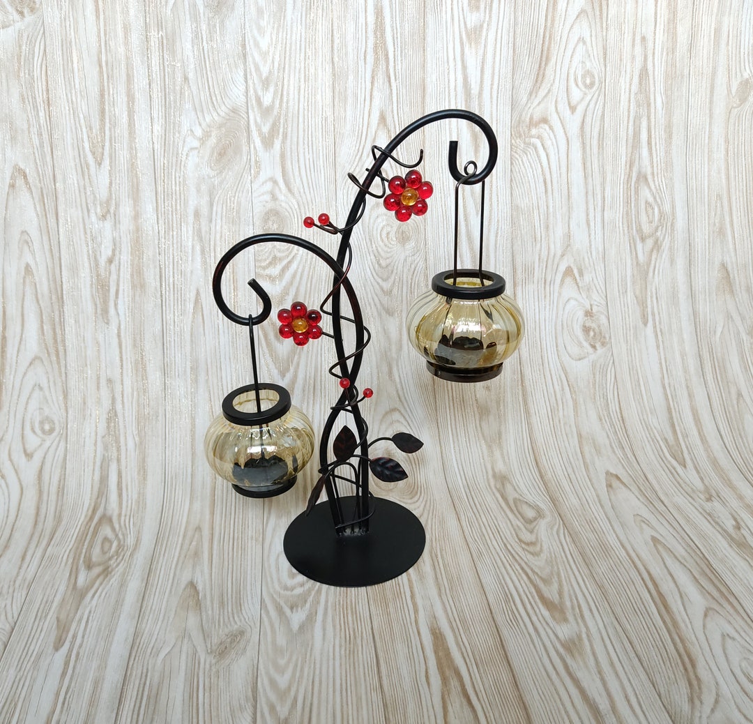 Vintage Candlestick With Lanterns Handmade Candlestick Candlestick With ...