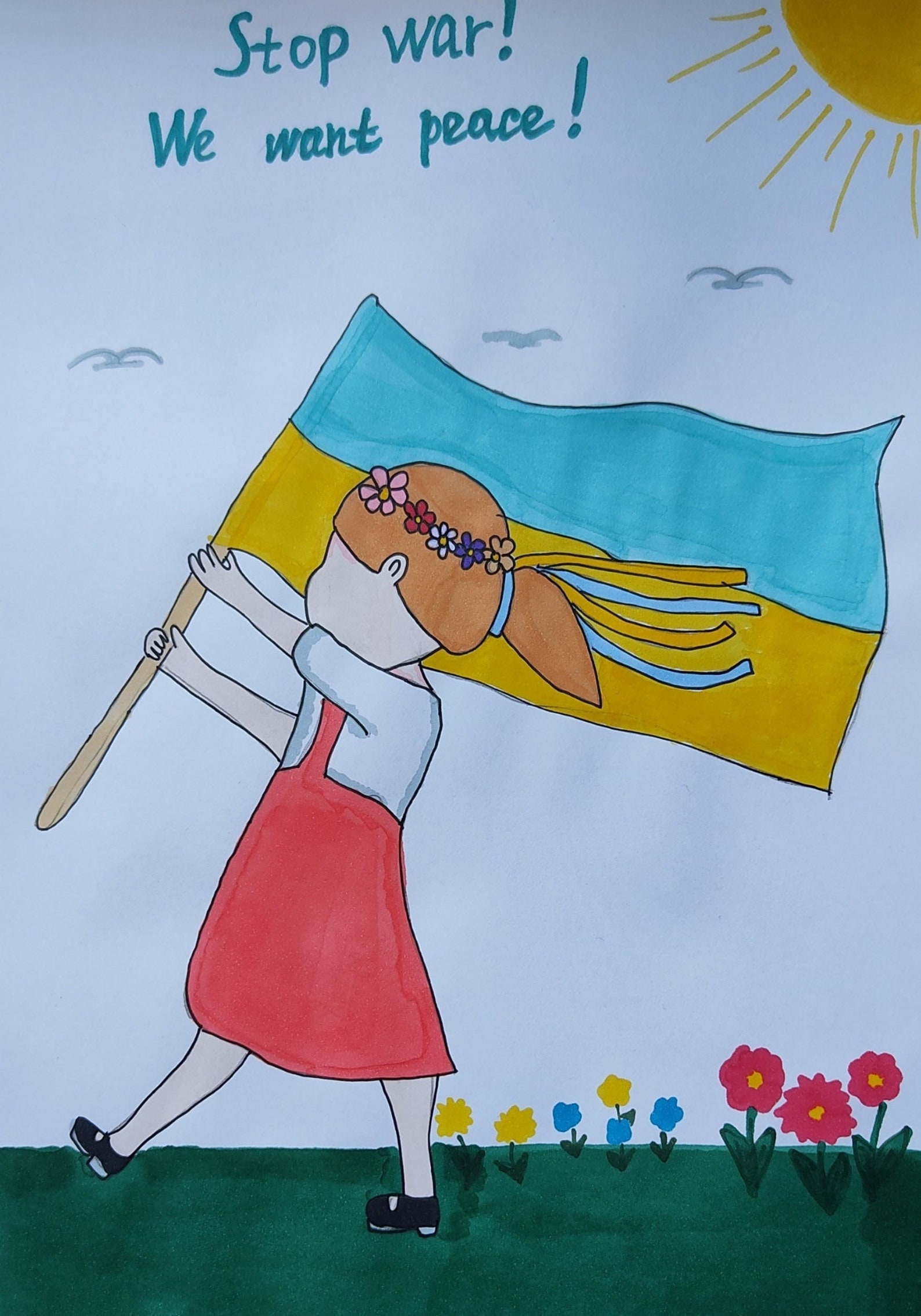 Children's Drawing Ukraine. Pray for Ukraine. Painting by - Etsy