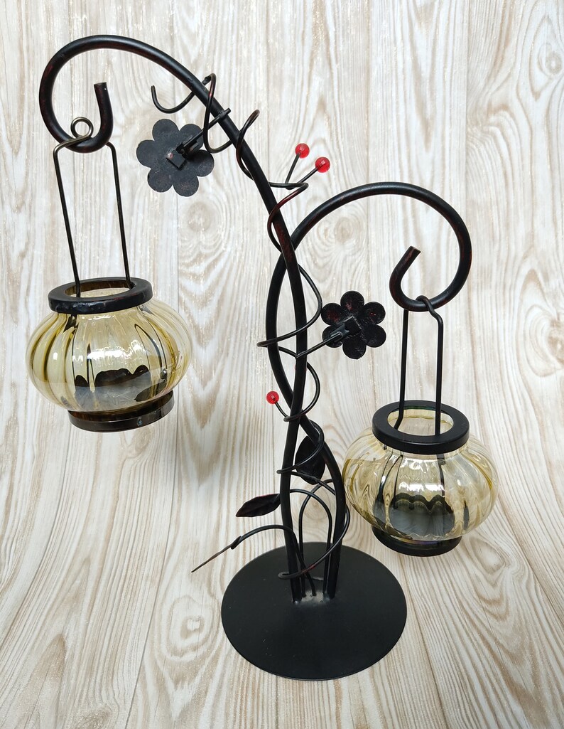 Vintage Candlestick With Lanterns Handmade Candlestick Candlestick With ...