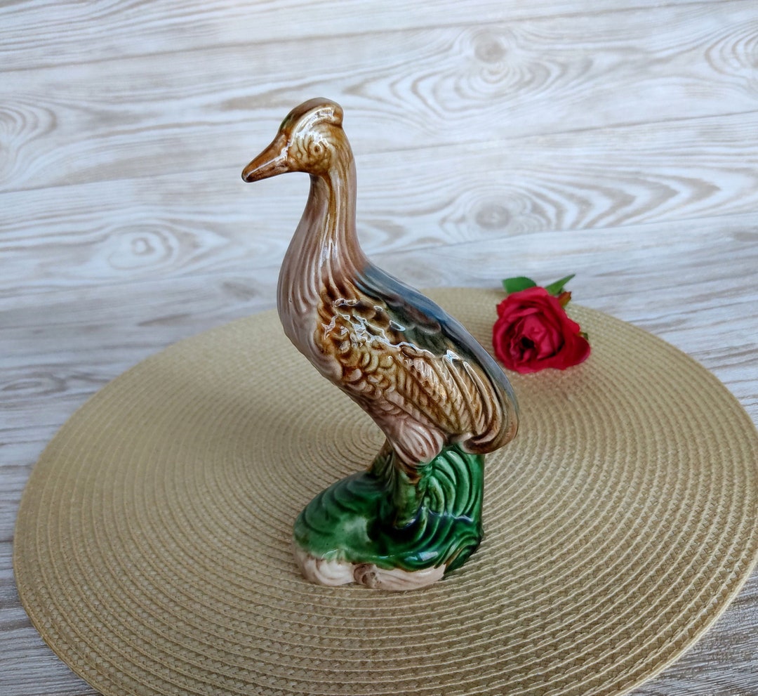 Faience Bird Bustard Soviet Figurine Bird Vintage Figurine Bird Drofa ...